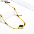 100% Titanium - Kalung Titanium Gepeng Liontin Bulat Hitam Anti Karat ...