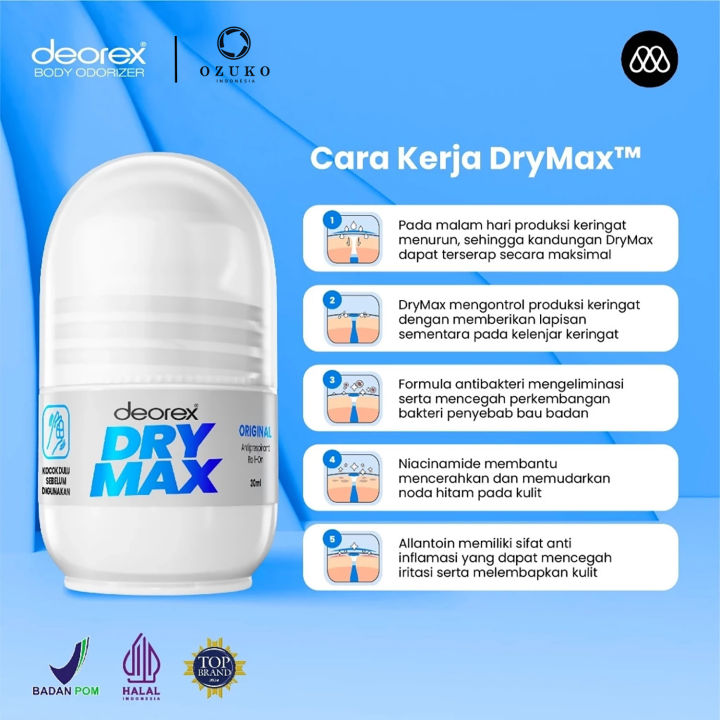 Ozuko DryMax Original - Clinical AntiPerspirant Deodorant Roll on 30ml/Solusi Keringat Berlebih ...