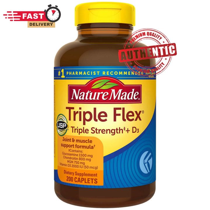 200 เม็ด Nature Made TripleFlex ( Triple Flex ) Triple Strength + D3 ...