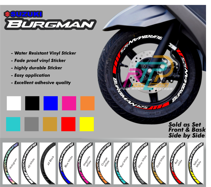 Suzuki Burgman Mags Sticker Set for 2 Wheels Front & Back | Lazada PH