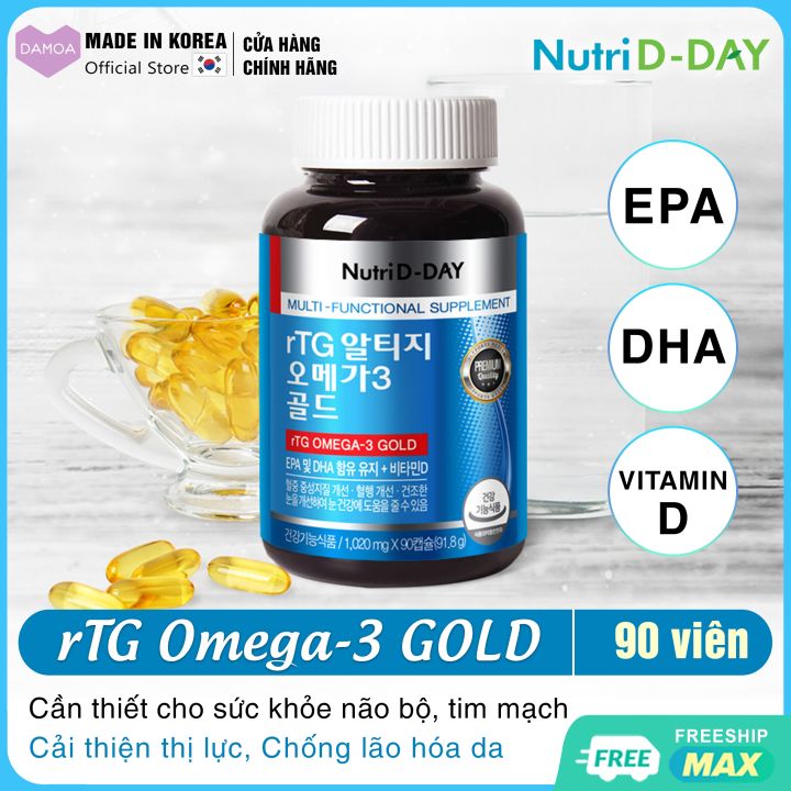 Lọ 90 Viên Uống rTG Omega-3 GOLD NUTRI D-DAY Hàn Quốc | EPA, DHA, Vitamin D | Sức Khỏe Tim Mạch ...