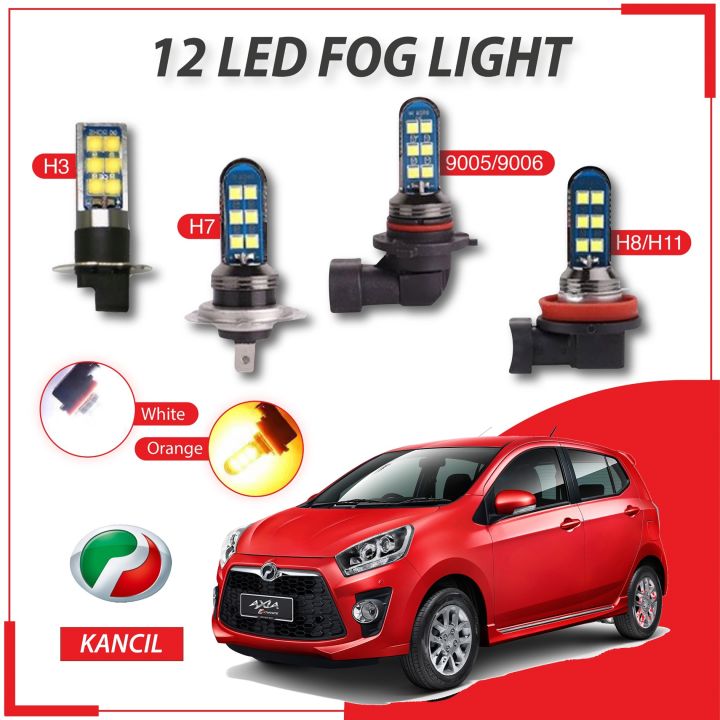 1PC [PERODUA] Axia 12LED Car Fog Light (Constant+ Flash) DRL Daytime ...