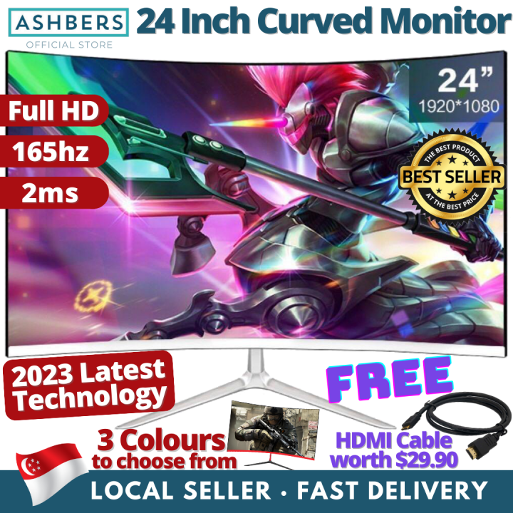 PROMO 24 inch Ultra-Thin Curved Monitor Screen, LED Computer Gaming ...