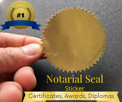 Shiny Metallic Gold Notarial Seal Sticker (40pcs/pack) for Certificates ...