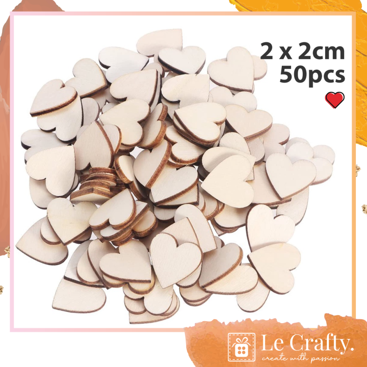 [LECRAFTY] 50pcs 2x2cm Rustic Wood Wooden Love Heart Wedding Table ...