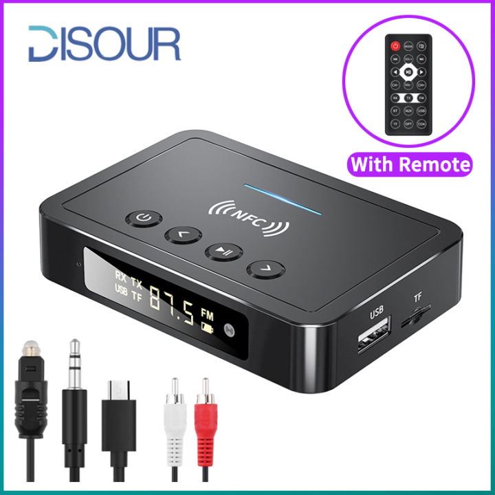 DISOUR NFC LED Digital Display Bluetooth 5.0 Audio Transmitter Receiver ...