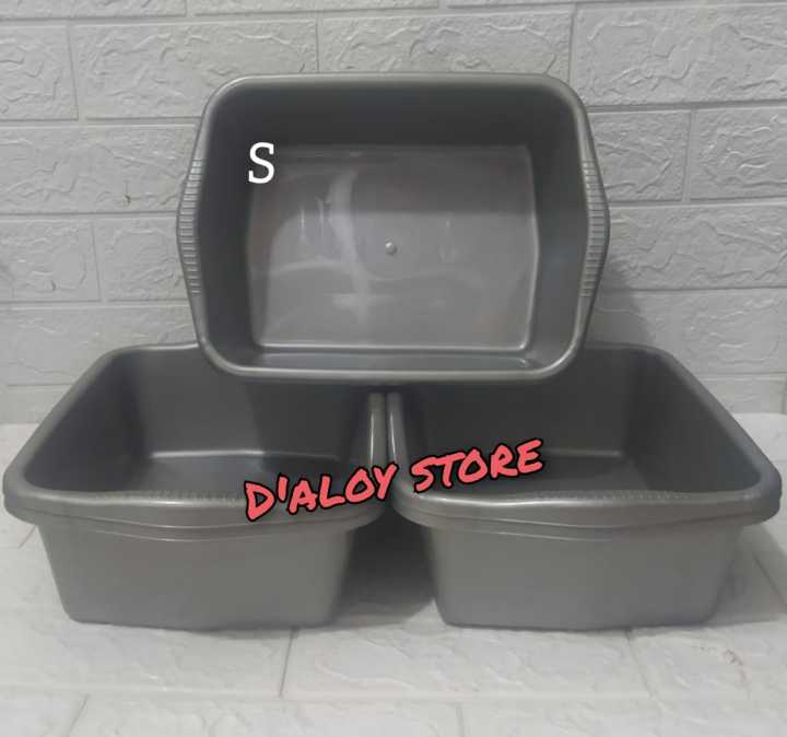 6 Pcs Baskom Kotak abu-abu/Bak segi Plastik abu/Kotak segi abu/Baskom ...