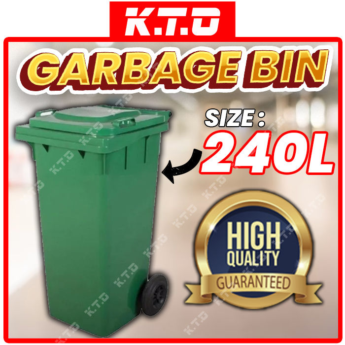 120L / 240L Big Green Plastic Dustbin Trash Outdoor Mobile Garbage Bin ...