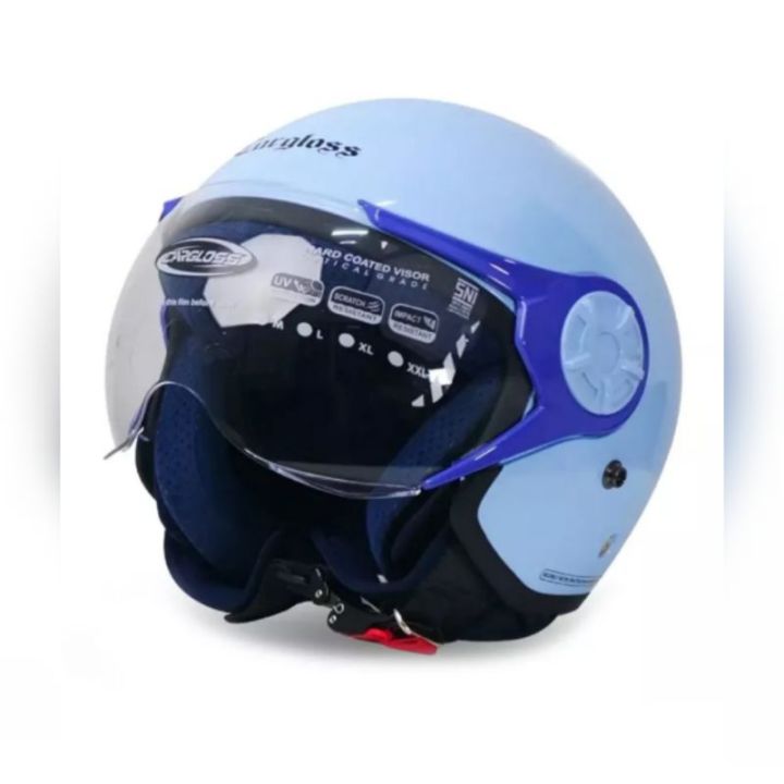 Helm Cargloss Hijab YRH ARMY LIGHT BLUE Half Face | Lazada Indonesia