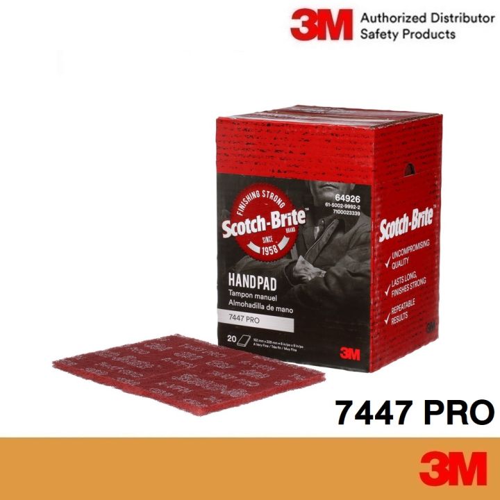 3M 6x9 นิ้ว (บรรจุ 20 ชิ้น) 7447 PRO แผ่นขัดสก๊อตไบร์ทสีแดง , 7448 PRO ...