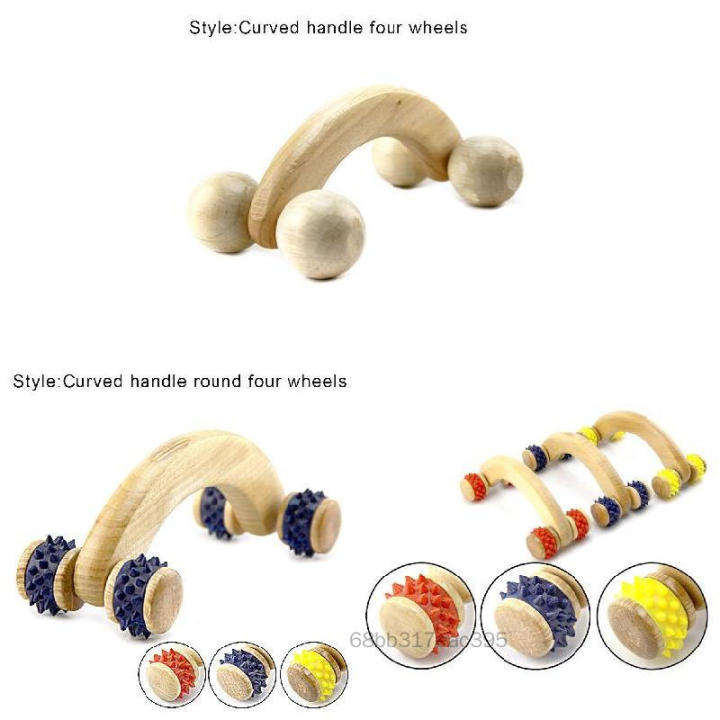 Antislip Handheld 4 Wheels Wooden Body Massage Roller Relieves Pain ...