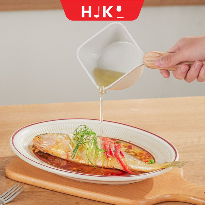 HJKL ลึกซึ้ง กระทะเทน้ำมัน ด้ามไม้ ไม่ติด หม้ออุ่นเนย ภาชนะปรุงอาหาร ...