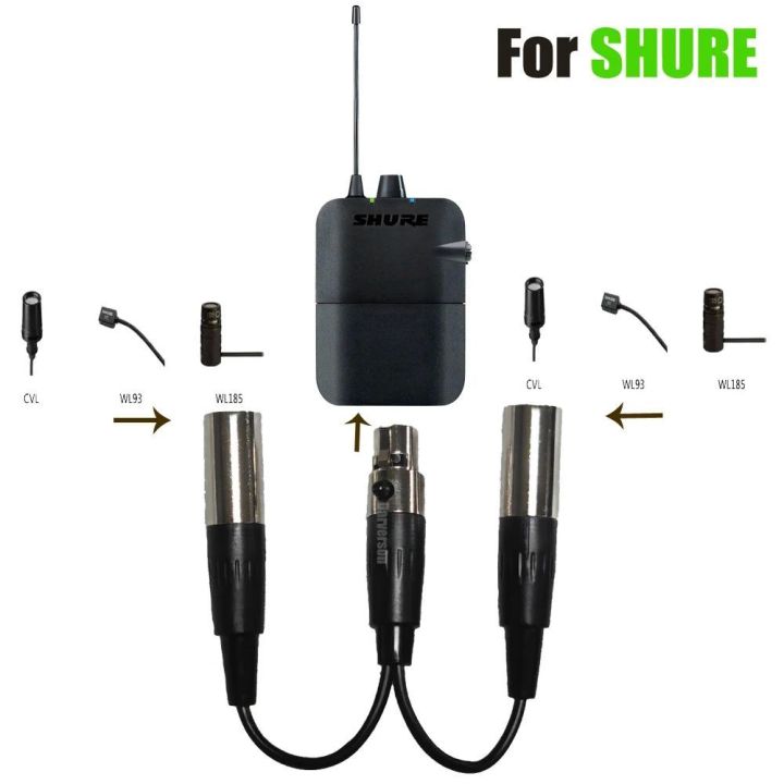 Microphone instrument cable for Shure transmitter wireless system TA4F ...