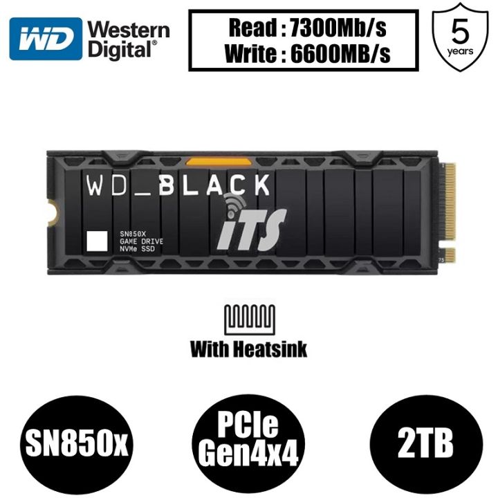 WD Black SN850 / SN850X NVMe PCIe Gen4 x4 SSD with Heatsink (500GB/1TB ...