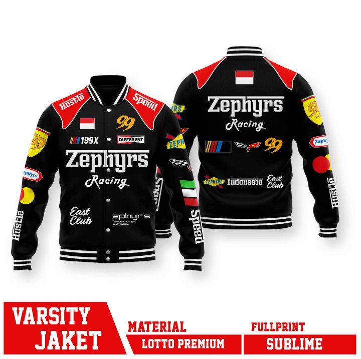 VARSITY JACKET RACING NASCAR ZEPHYRS BLACK | Lazada Indonesia