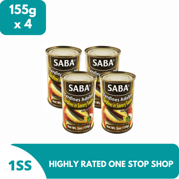 SABA Sardines Adobo in Savory Sauce 155g x 3 | Lazada PH
