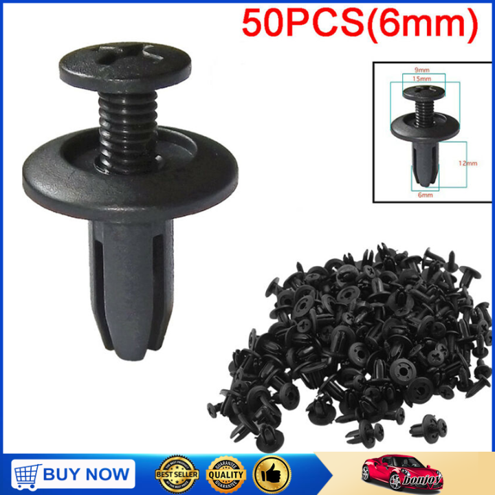 Universal 50Pcs 6mm Car Rivets Holes Dia Fasteners Fender Bumper Push ...