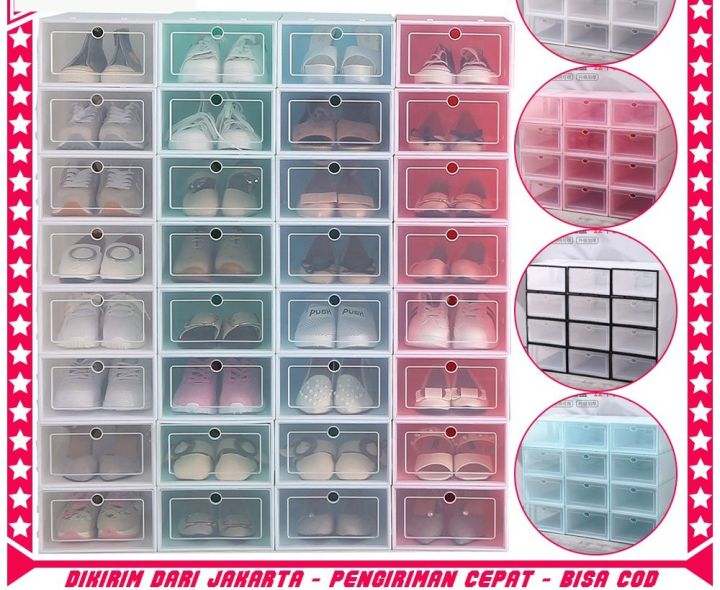 AS Kotak Sepatu Transparan Tebal FREE BUBLE WRAP Serbaguna Shoes Box ...