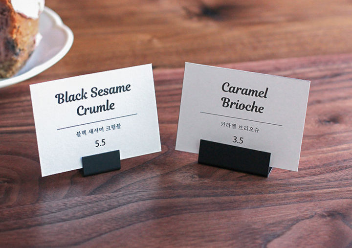 10 Black Display Name Tag Holder Food Label Card Menu Stand Restaurant ...