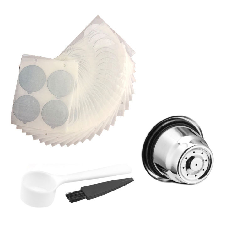 1 Pack Reusable Nespresso Capsules with 100 Foil Lids- Stainless Steel ...