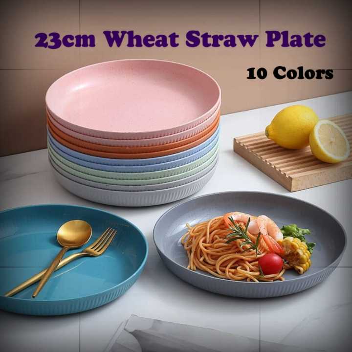 23Cm Wheat Straw Plate Plastic Plate Pinggan Plastik Microwave Safe Set ...