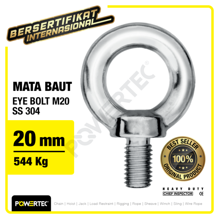 POWERTEC Eye Bolt / Mata Baut SS 304 M20 | Lazada Indonesia