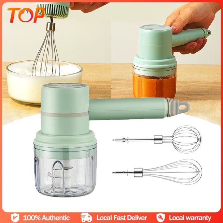 2in1 Cordless Mini Electric Egg Beater Mixer Electric Chopper Grinder ...