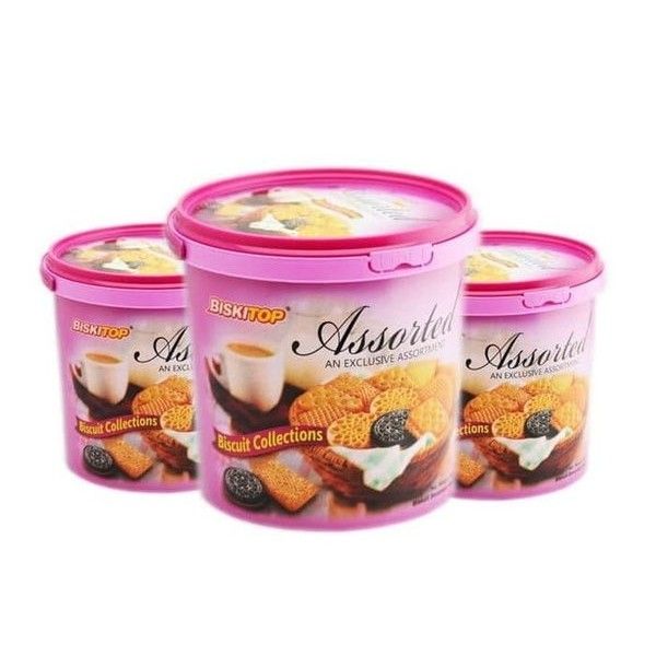 Biskitop Assorted Biskuit 400gr Kemasan Ember Magenta / Aneka Rasa ...