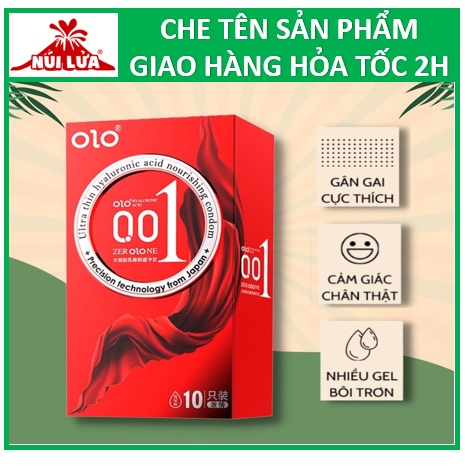 Bao cao su OLO 0.01mm Siêu mỏng, Gân gai, Truyền nhiệt tăng cảm giác Thin 001 Square Red - hộp ...