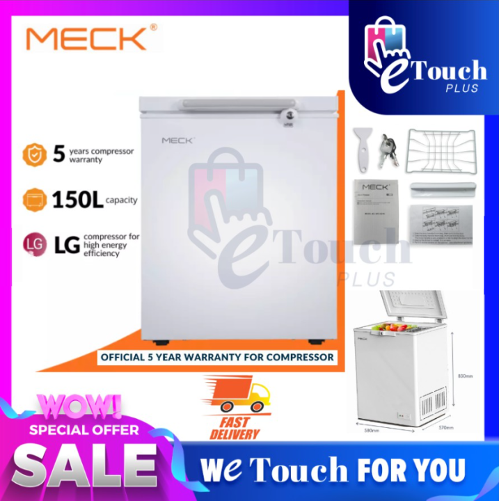 MECK 150L CHEST FREEZER With LG Compressor Super Silent Operation DUAL ...