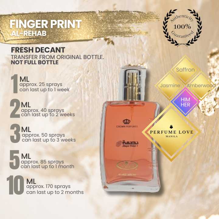 PERFUME DECANT Al-rehab Finger Print | Lazada PH