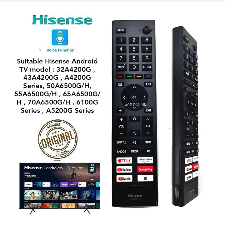 ORIGINAL HISENSE ANDROID SMART TV REMOTE CONTROL (ERF3K80H) With Voice ...