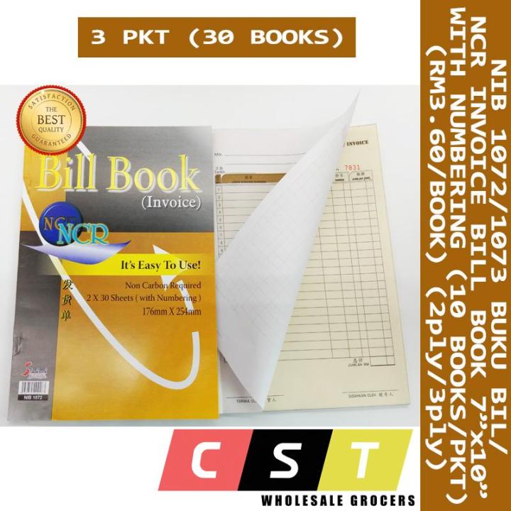 7"x10" NCR Invoice Bill Book with Numbering 2ply/3ply (10 Book/Pkt) X 3 ...