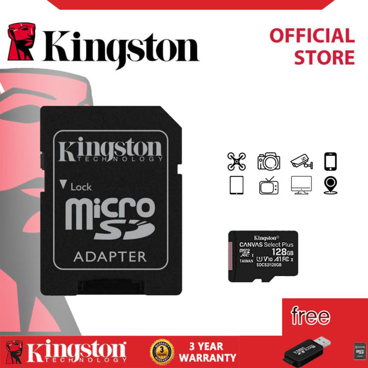 Kingston Canvas Select Plus SD Card 32GB/64GB/128GB MicroSDHC MicroSDXC MicroSD Card | Lazada