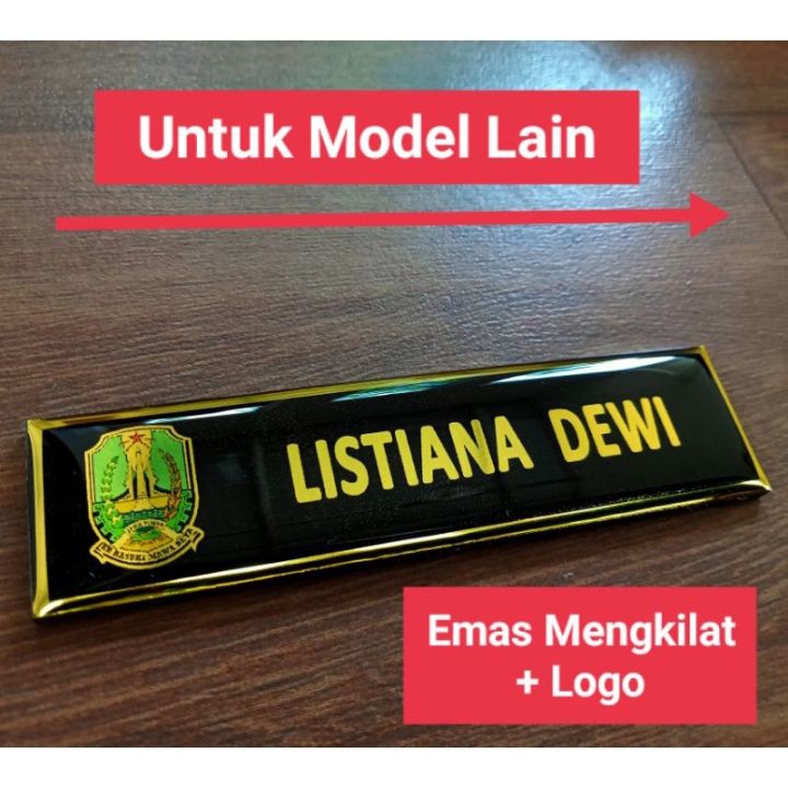 Name Tag Warna Emas Gold Mengkilat DASAR HITAM #Name Tag Terlengkap # ...