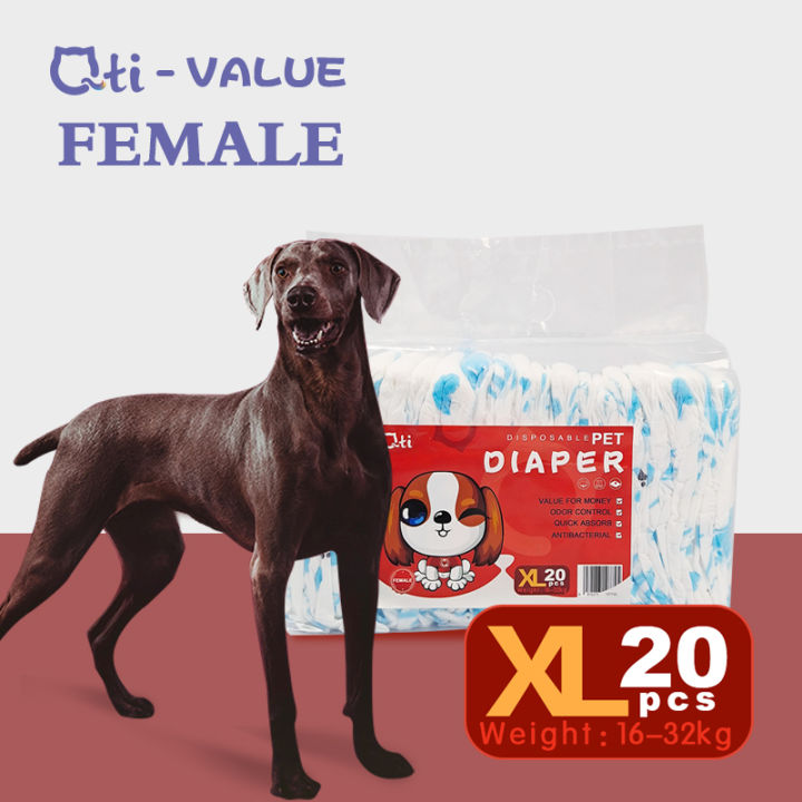 Qti Female Pet Dog Diaper 20’s XL 16-32KG Puppies&Cats Disposable ...