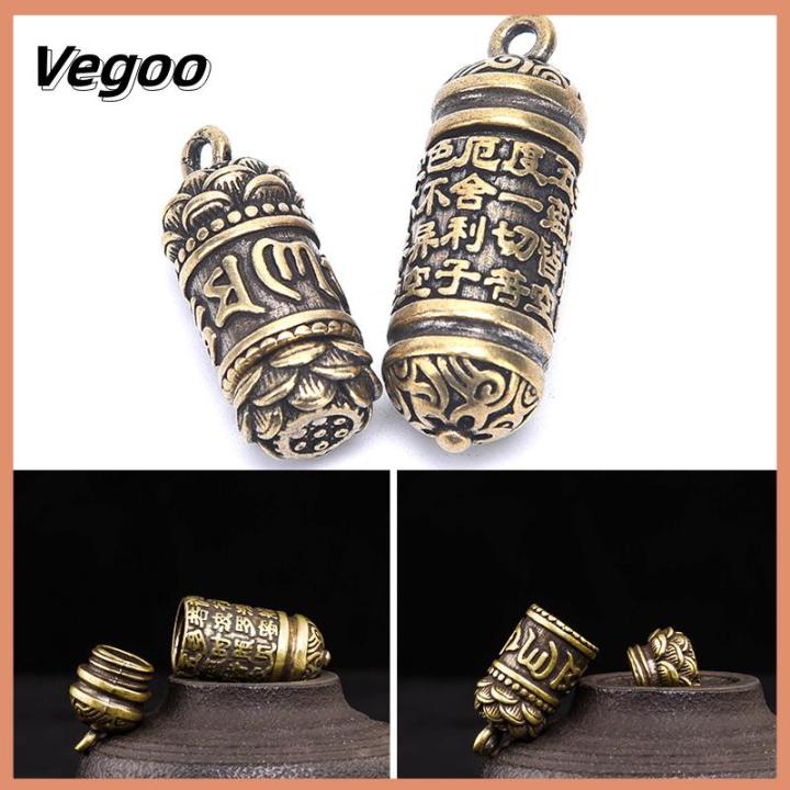 Vegoo Hollow brass Buddha Sutra กระบอกจี้พวงกุญแจสร้อยคอเครื่องประดับ ...