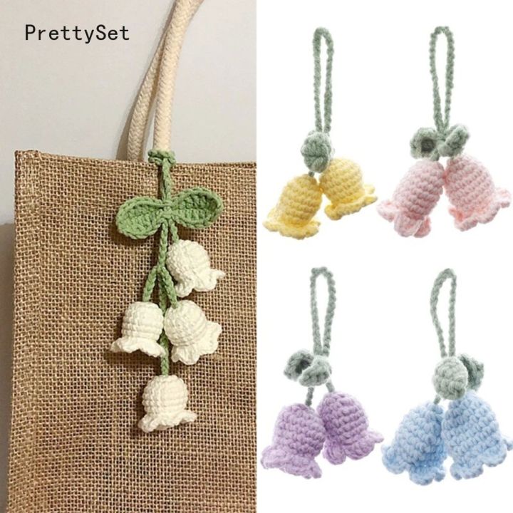 Hand-Knitted Orchid Flower Pendant Key Chain Artificial Crochet Flowers ...