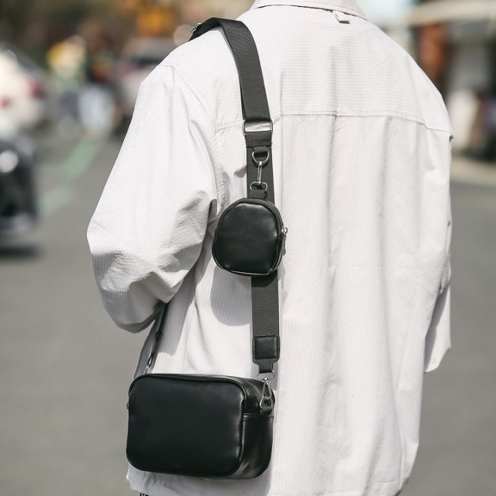 Korean 2in1 Unisex Sling Bag Plain Retro Leather Cross Body Bag | Lazada PH