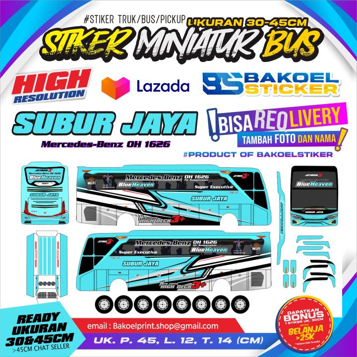STIKER MINIATUR BUS JB3 SUBUR JAYA UK. 30-45CM | Lazada Indonesia
