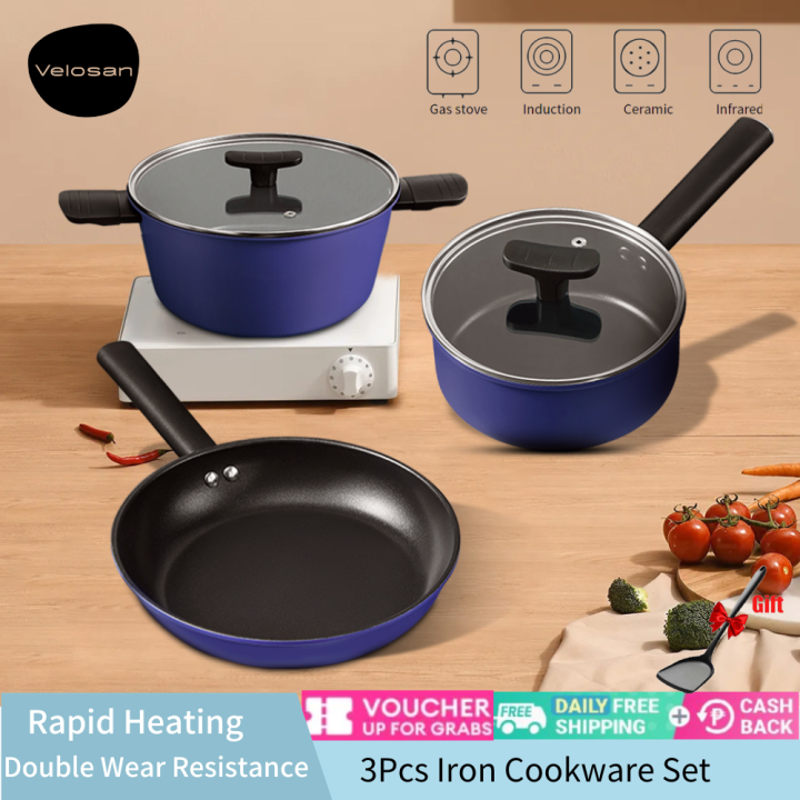 Velosan® German Brand Large Capacity Non Stick Cookware Set with Lid ...