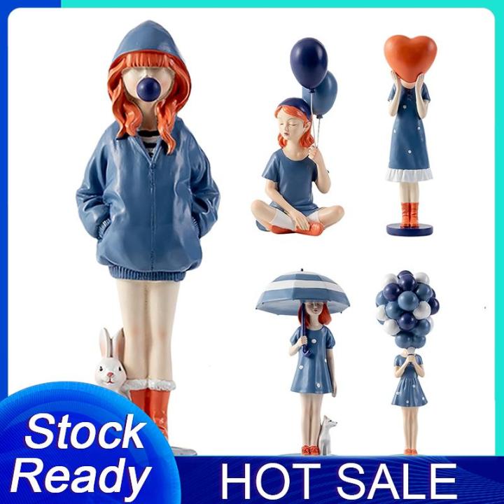 F8CMVI L-Modern Sculpture Balloon Girl Figurines Sweet Girls Character ...