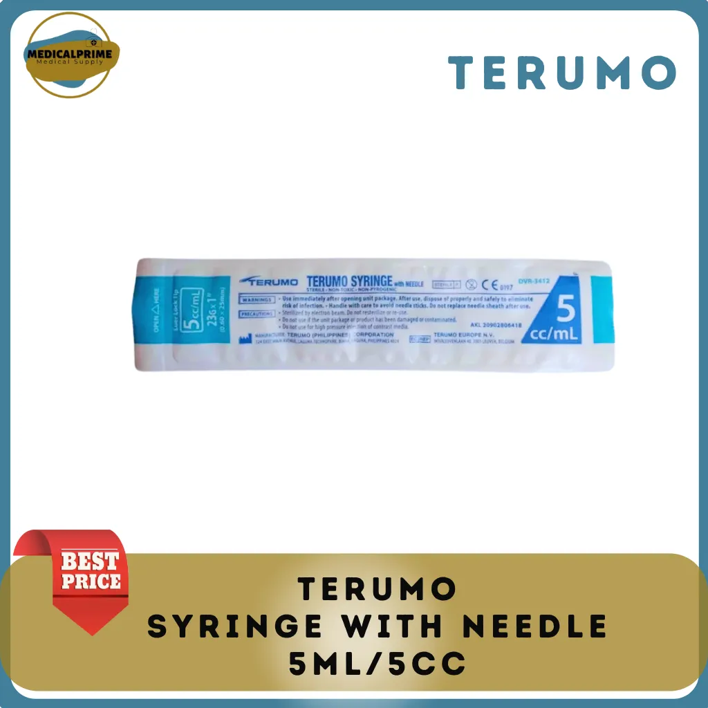 Terumo Syringe 5cc 23g x 1" / Disposable Syringe 5cc with needle Luer Lock Tip Original (100 ...