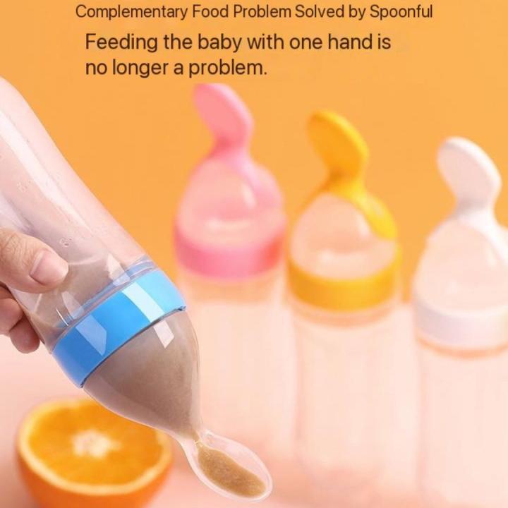 Baby Food Squeeze Feeder Silicone BPA Free Bottle Squeeze Feeding Spoon ...