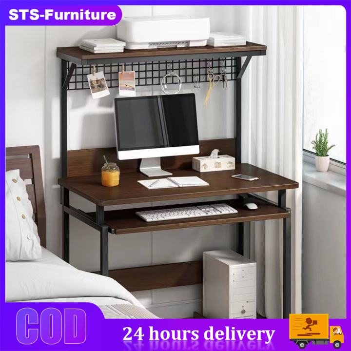 Computer Table with Keyboard Tray Working Desk Bedroom with Shelf Study ...