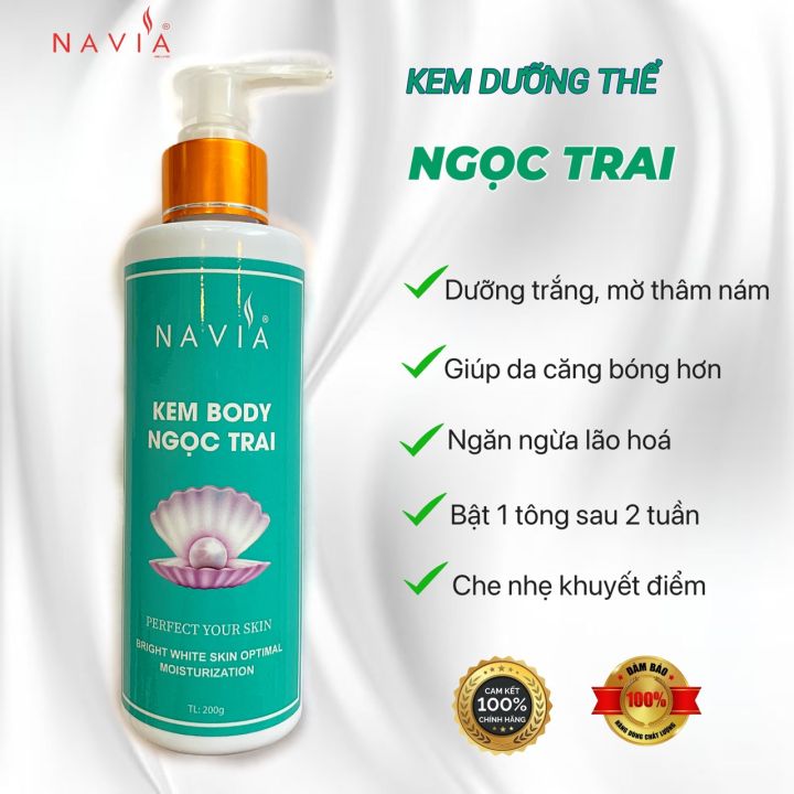 Kem dưỡng thể body ngọc trai Navia 200G cấp ẩm dưỡng trắng ngăn ngừa ...