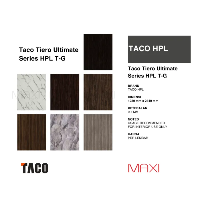 Taco Tiero Ultimate Series HPL T-G (TI-X-0008-G - TI-X-0083-G ...