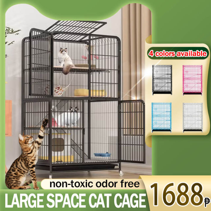 Cat Cage Villa Large Space 4 Layer Pet Cage Foldable Sturdy Pet ...
