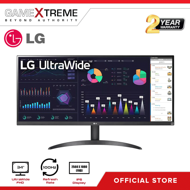 LG 34WQ500-B 34" Ultrawide FHD (2560x1080) 100Hz 5ms GTG Vesa Display ...