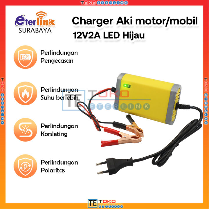 Alat Cas Motor & Mobil / Car Truck Motorcycle Charger 12V 2A Varian Led ...